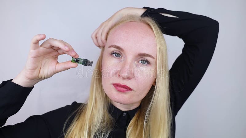 Usb Memory Stick In Head Flash Drive To Brain Stock Video Video Of Girl Technology 290798951