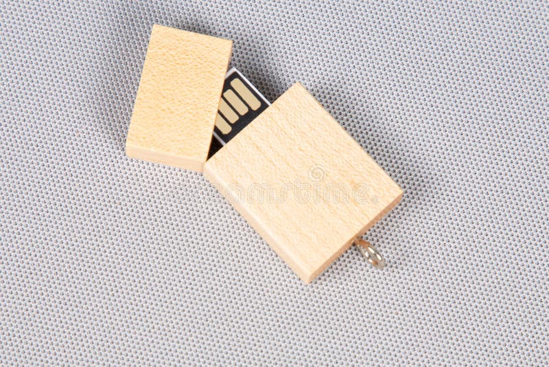 USB Memory Stick in Wooden Open on White Background Stock Image - Image ...