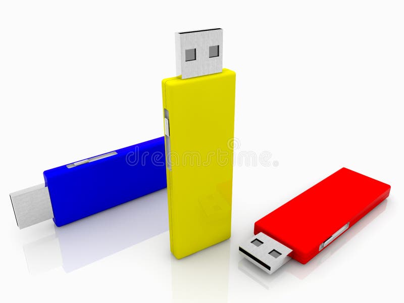 USB Memory Sticks in Various Colors Stock Illustration - Illustration ...