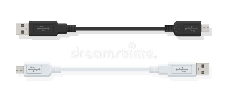 USB Micro Cable Icon. Black and White Phone Microusb. Computer ...