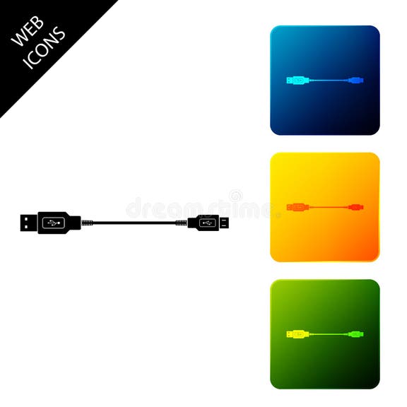 USB Micro Cables Icon Isolated. Connectors and Sockets for PC and ...