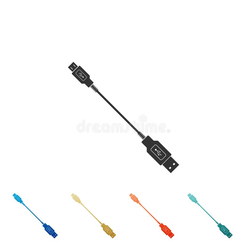 USB Micro Cables Icon Isolated on White Background. Connectors and ...