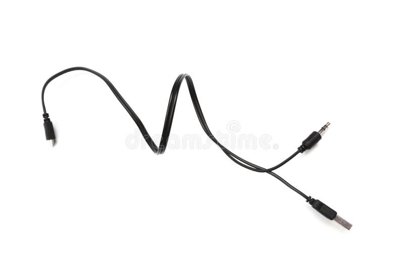 USB Micro Cables Isolated on White Background. Connectors and Sockets ...