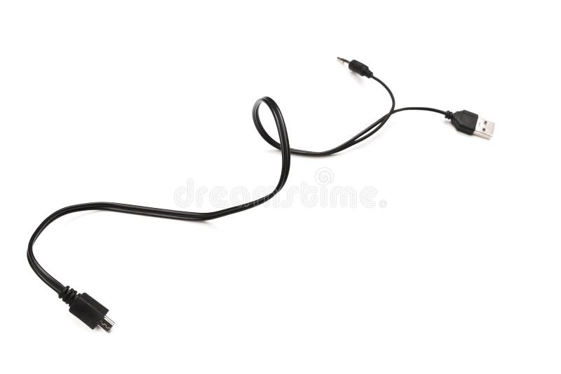 USB Micro Cables Isolated on White Background. Connectors and Sockets ...