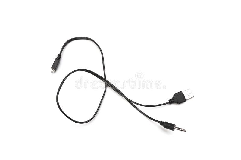 USB Micro Cables Isolated on White Background. Connectors and Sockets ...