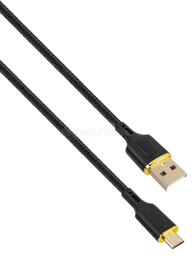 USB and Micro USB Connector Cable, Insulated on White Background Stock ...