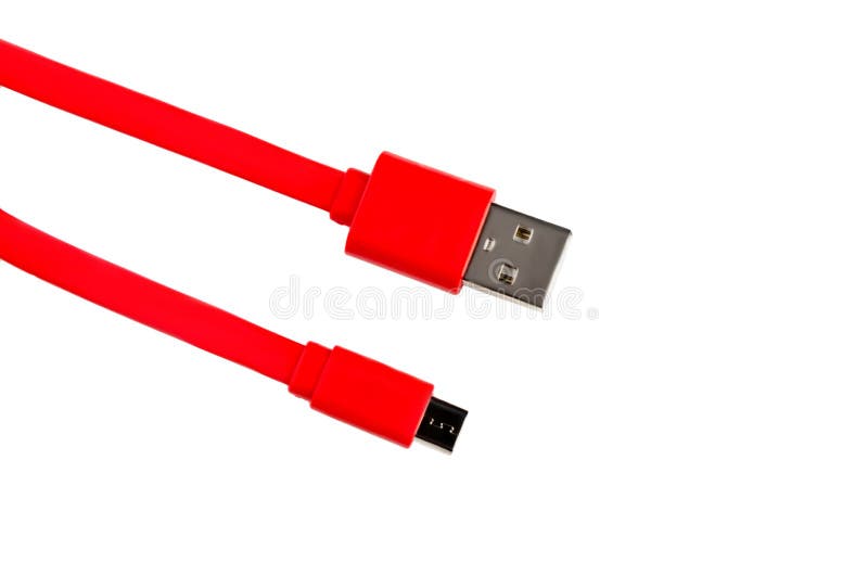 Usb Micro Del USB-cable Rojo Aislado Foto de archivo - Imagen de ...