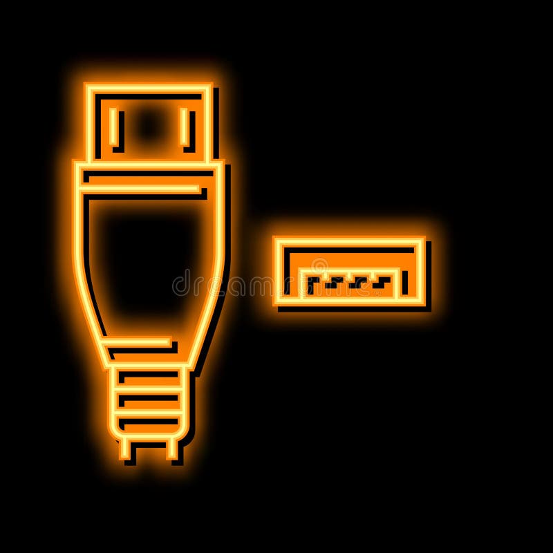 Usb Micro a Neon Glow Icon Illustration Stock Vector - Illustration of ...