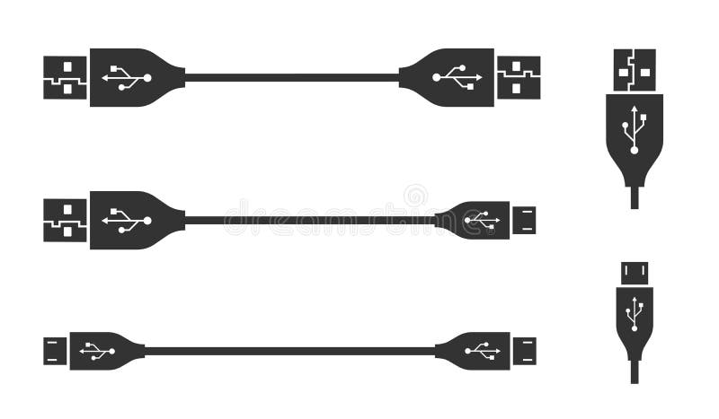 Usb Mini Usb Micro Usb Cable Stock Illustrations – 562 Usb Mini Usb ...