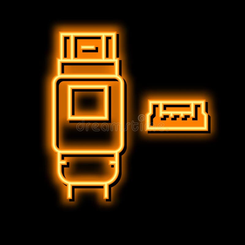 Usb Mini B Neon Glow Icon Illustration Stock Vector - Illustration of ...