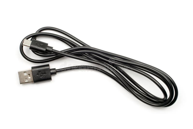 USB Mini USB Cable on a White Background. Stock Photo - Image of ...