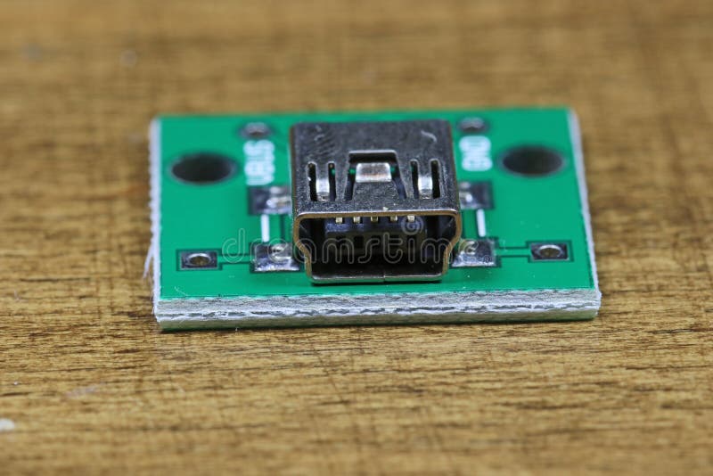 USB Mini Connector on PCB. Mother Jack Stock Photo - Image of ...