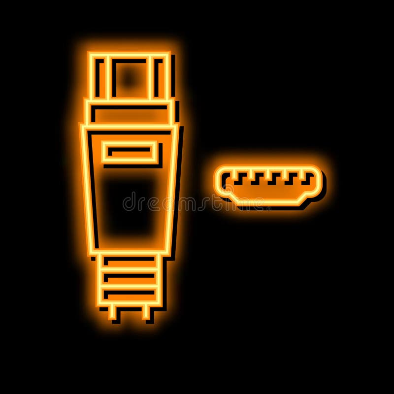 Usb Mini a Neon Glow Icon Illustration Stock Vector - Illustration of ...