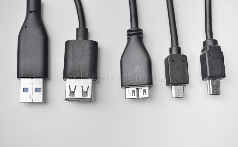 USB, Mini-USB and Micro-USB Cables Stock Image - Image of connect ...