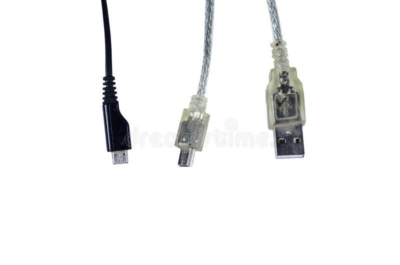 USB, Mini-USB and Micro-USB Connectors Isolated on White Stock Image ...