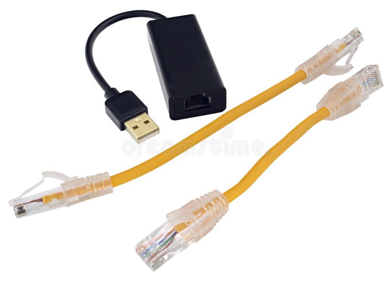 USB Network Adapter with LAN Wire on White Stock Photo - Image of jack ...