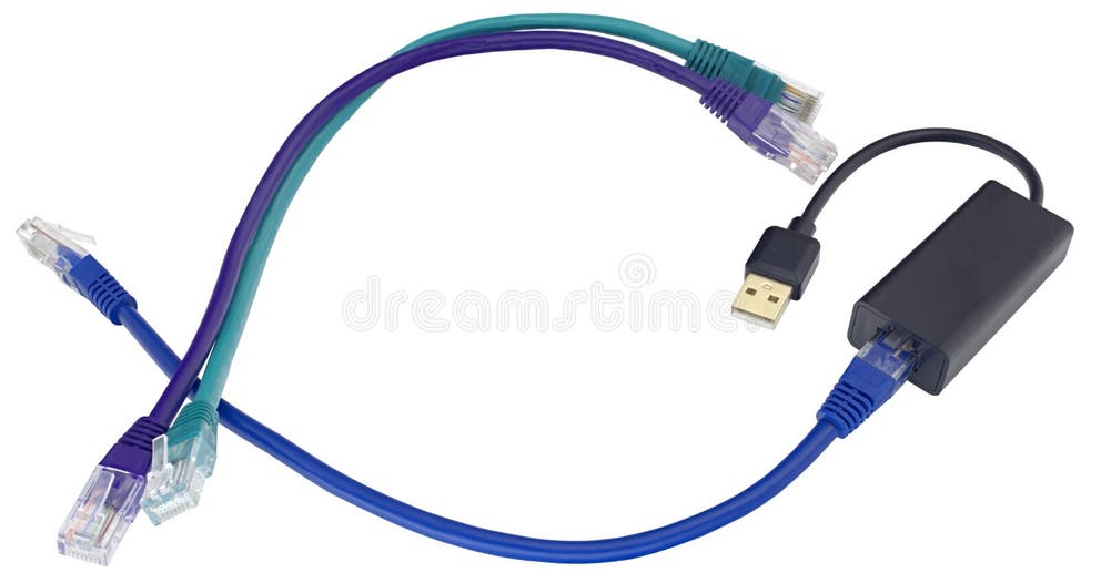 USB Network Adapter with LAN Wire on White Stock Photo - Image of ...