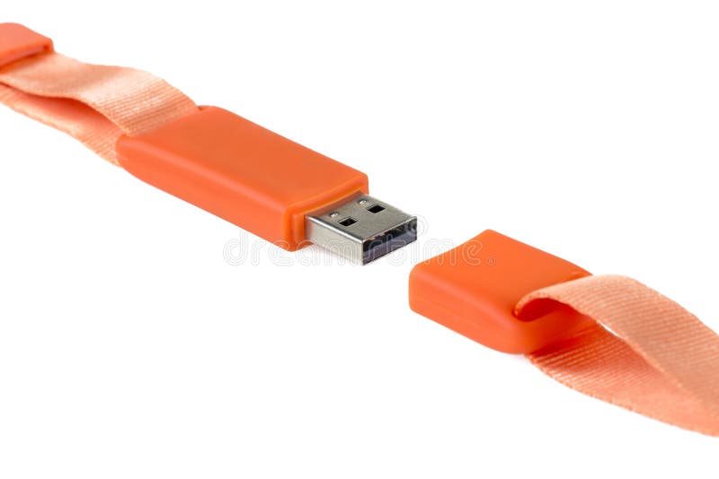 USB Orange, Flash Drive on Isolated White Background Stock Photo ...