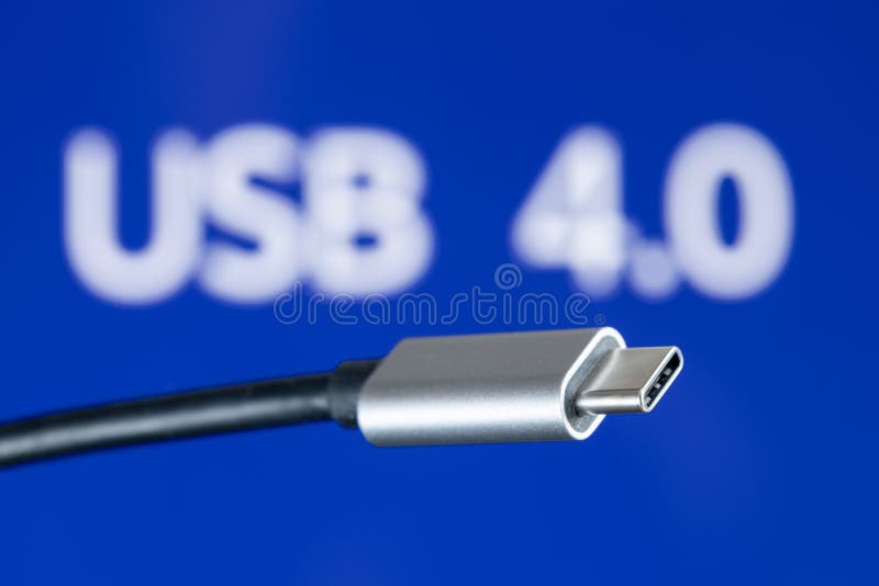 USB4 Plug Cable on Blue Background with USB 4.0 Text Stock Photo ...