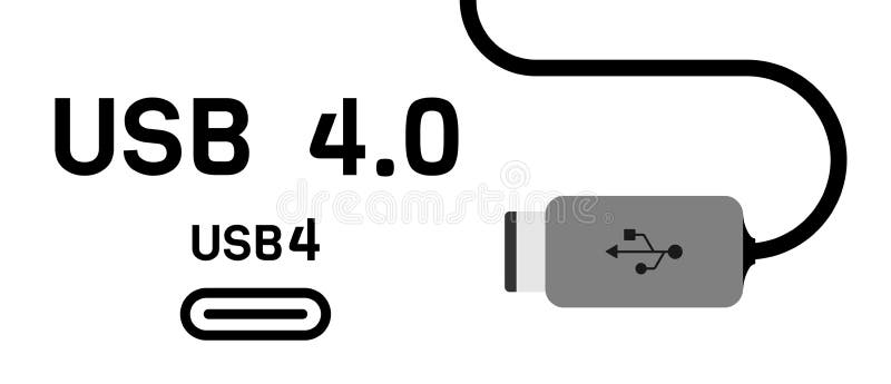 USB4 USB 4.0 plug cable stock vector. Illustration of close - 255472414
