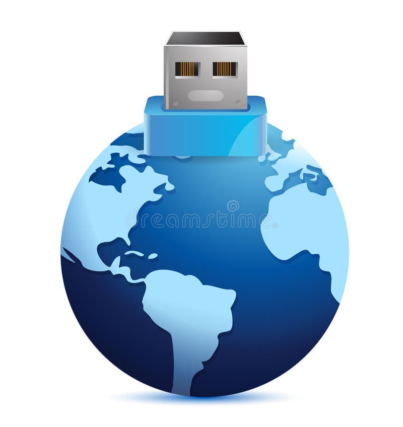 USB Plug Made As an Extension of Earth Globe Stock Illustration ...