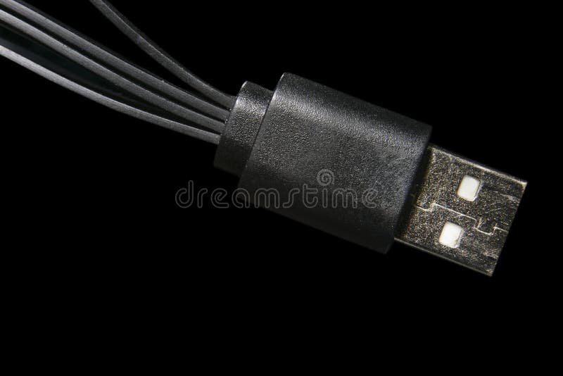 USB Plug with Several Wires on a Black Background is Macro Stock Image ...