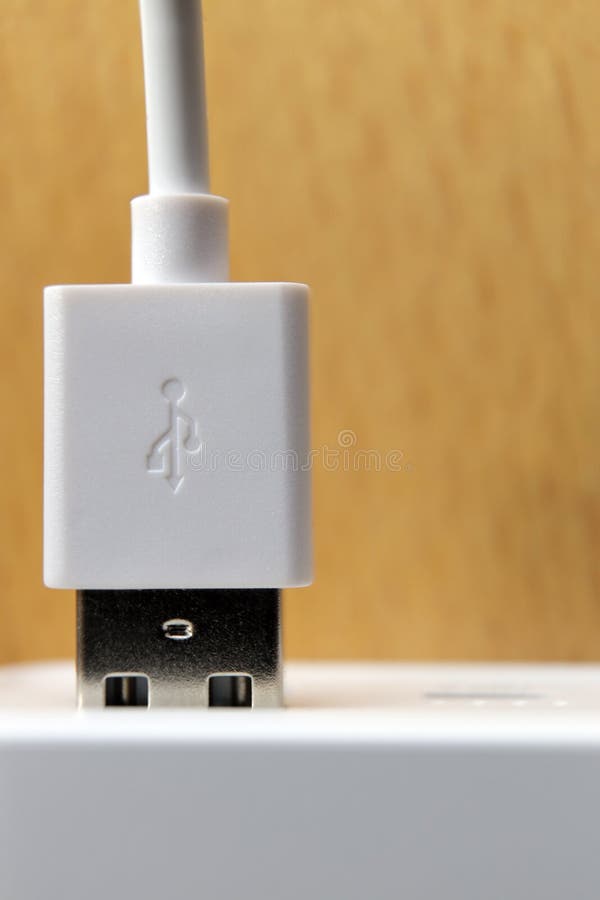 Usb Plug in Socket Close Up Macro. Vertical Orientation Stock Image ...