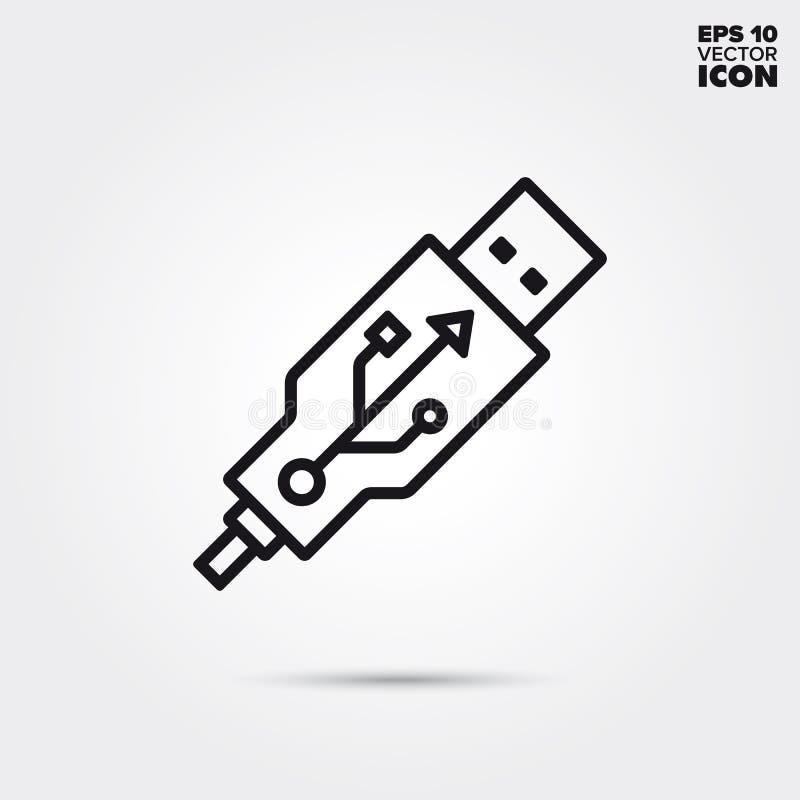 USB plug vector line icon stock vector. Illustration of symbol - 133873384