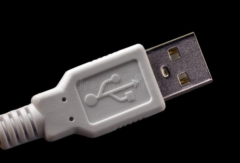 USB Plug on a White Cable with Logo. Standard Type a Male Connector ...