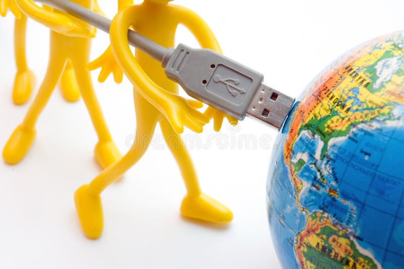 USB Plugs into Earth. Conceptual Stock Image - Image of cooperation ...