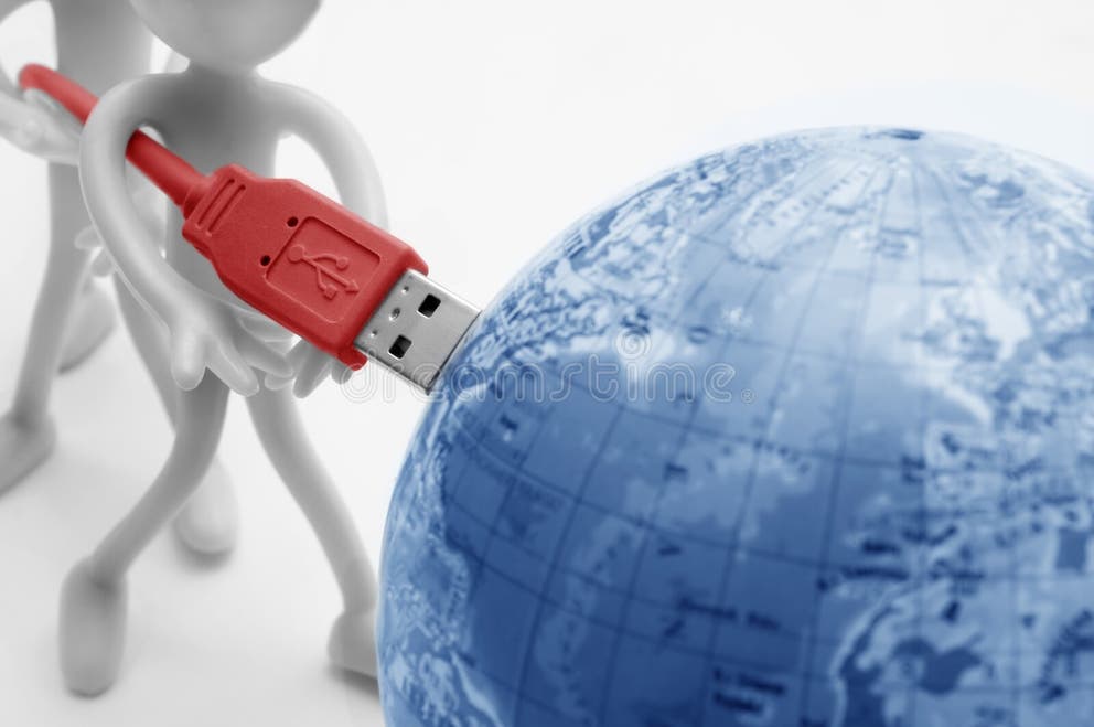 USB Plugs into Earth. Conceptual Stock Image - Image of character ...