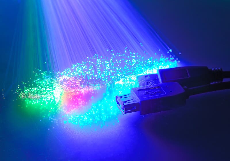 USB Plugs and Fiber Optical Stock Photo - Image of electronic, hitech ...