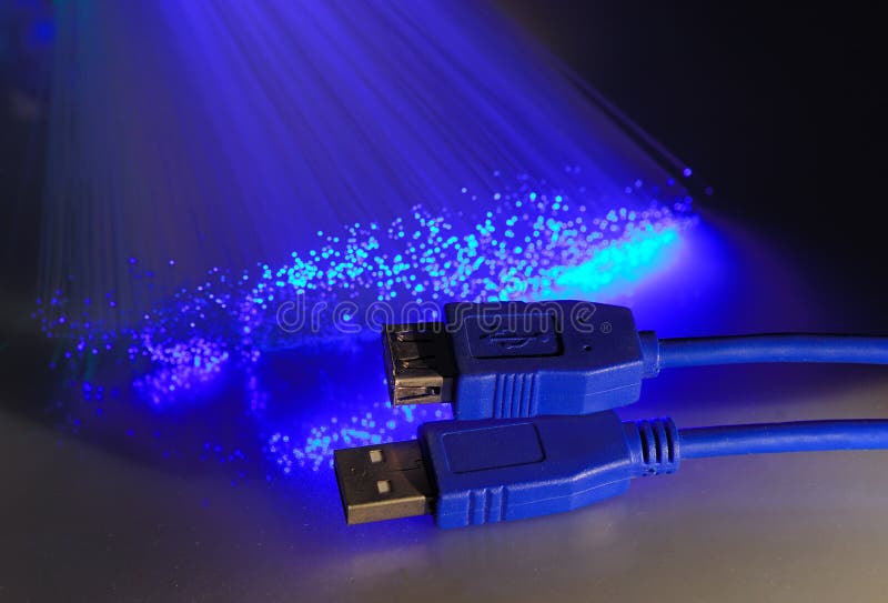 USB Plugs and Fiber Optical Stock Photo - Image of electronic, hitech ...