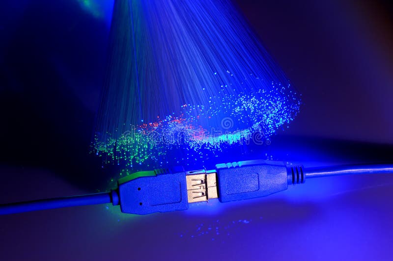 USB Plugs and Fiber Optical Stock Photo - Image of electronic, hitech ...
