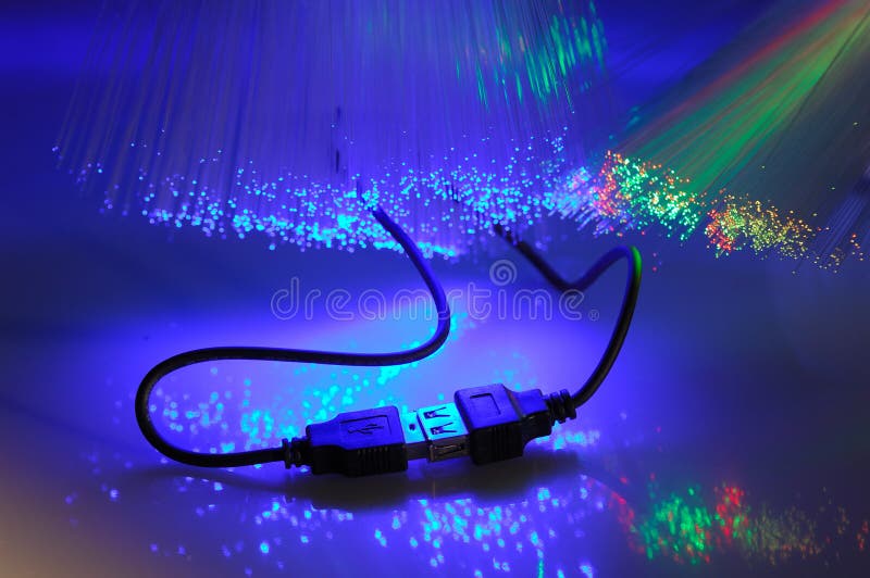 USB Plugs and Fiber Optical Stock Photo - Image of electronic, hitech ...