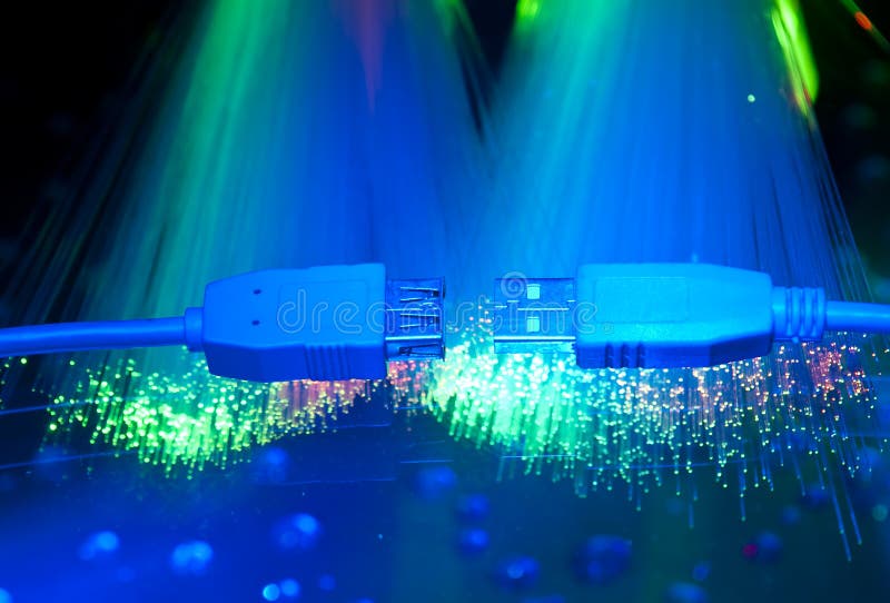 USB Plugs and Fiber Optical Stock Photo - Image of electronic, hitech ...