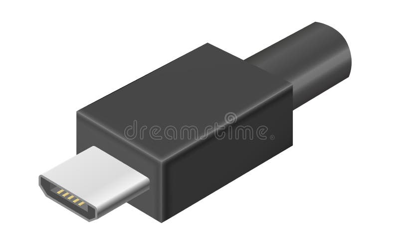 USB and Micro Plugs and Adapter Cable Icons Stock Vector - Illustration ...