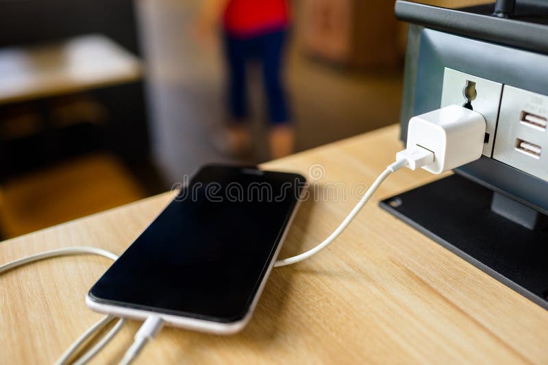 USB Port and Adapter on the Table Stock Photo - Image of electricity ...