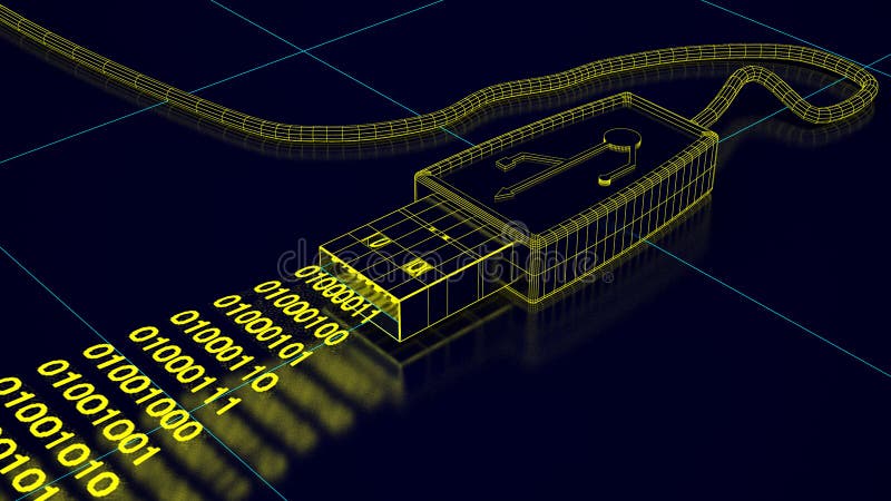 USB Port with Binary Code Shows Data Transfer Stock Illustration ...