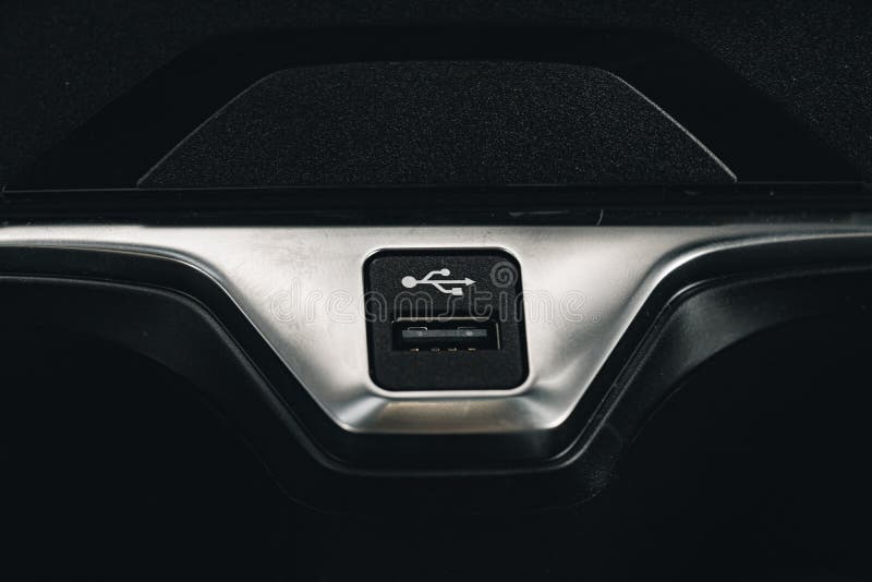 USB Port for Connecting Device in Luxury Car Stock Photo - Image of ...