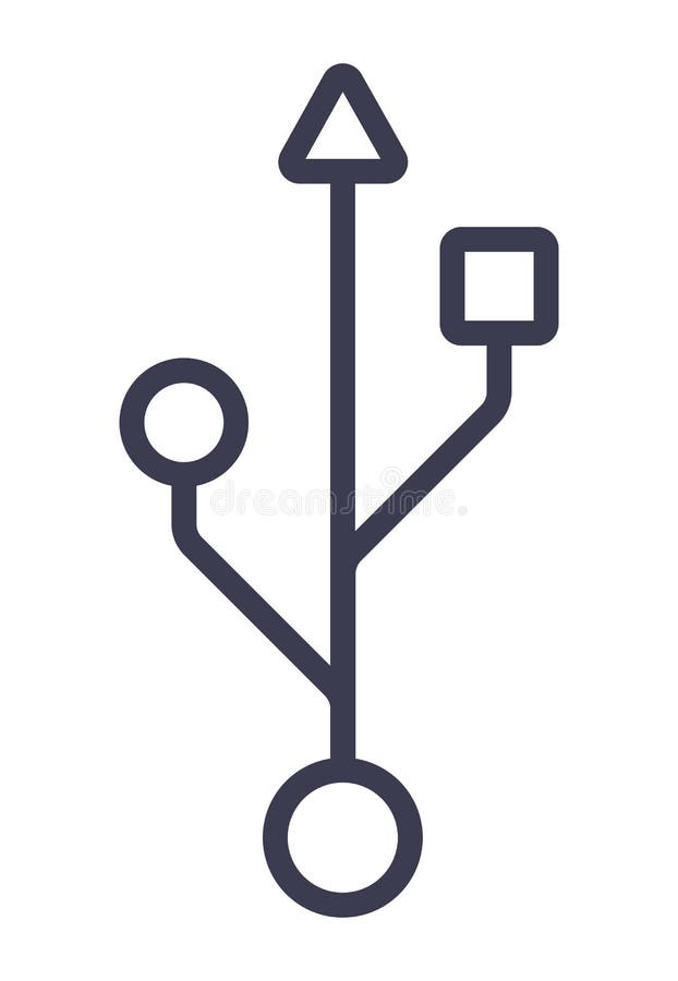 USB Port Icon Outline Symbol Stock Vector - Illustration of port, flash ...