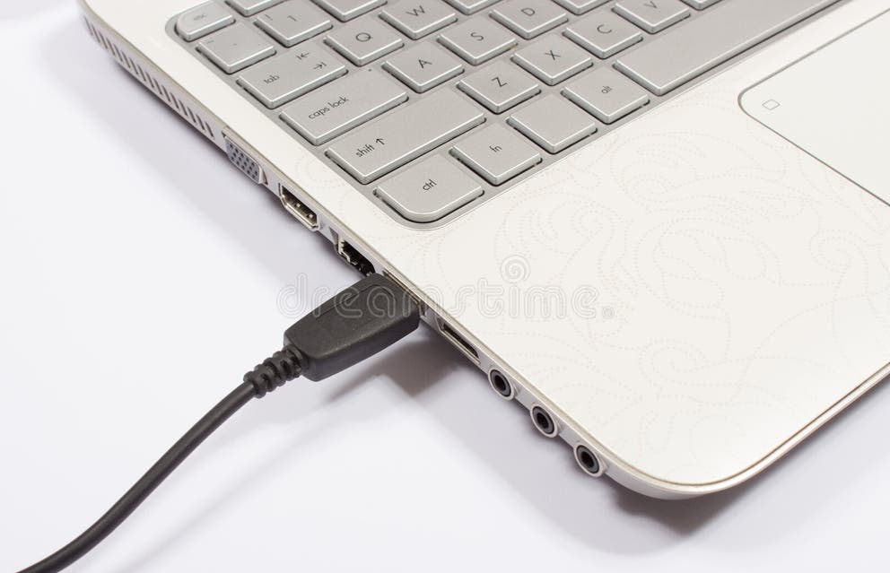 USB port of a laptop stock image. Image of information - 58261007