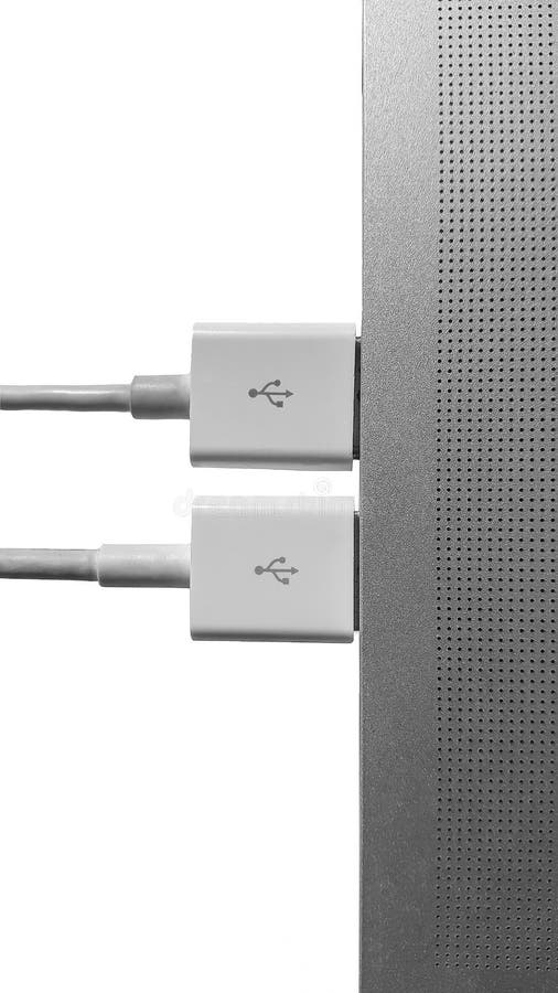 USB Port Plugin To Laptop Color Black and White Isolate Stock Photo ...