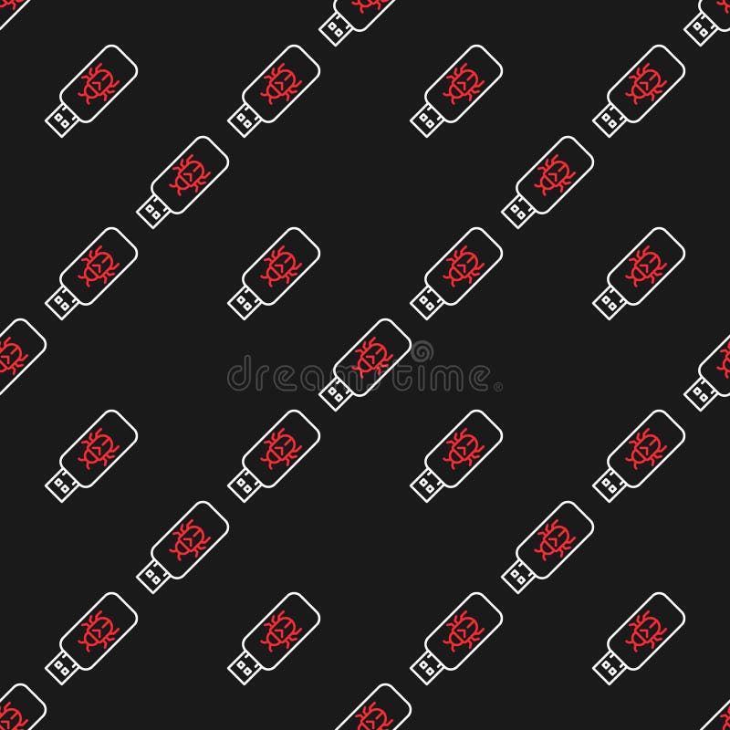 USB Portable Device with Computer Virus Vector Security Thin Line ...