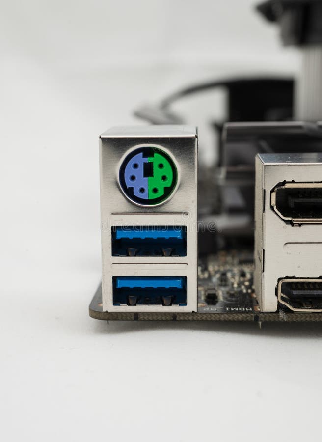 USB Ports of a Computer Motherboard.. Stock Image - Image of closeup ...