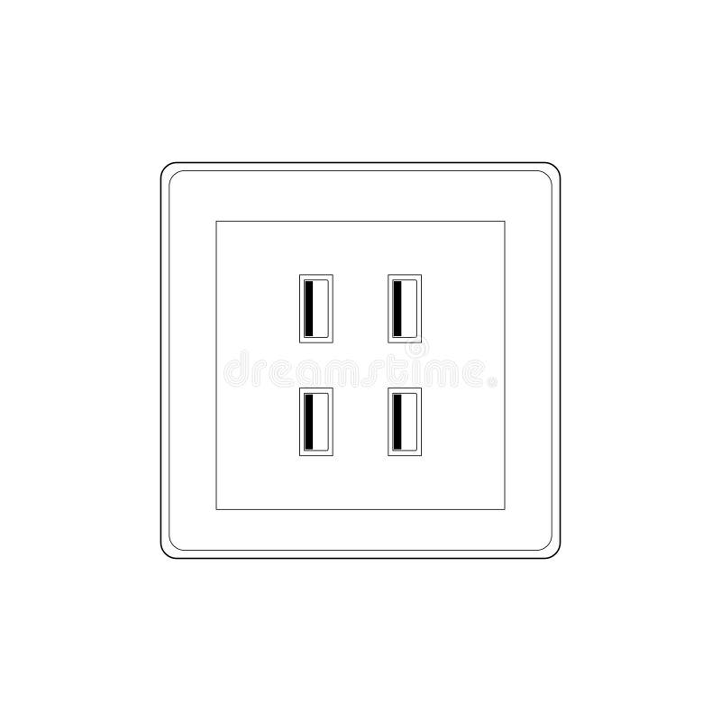 4 USB Ports Wall Socket Charger Electrical Panel Power Outlet Stock ...