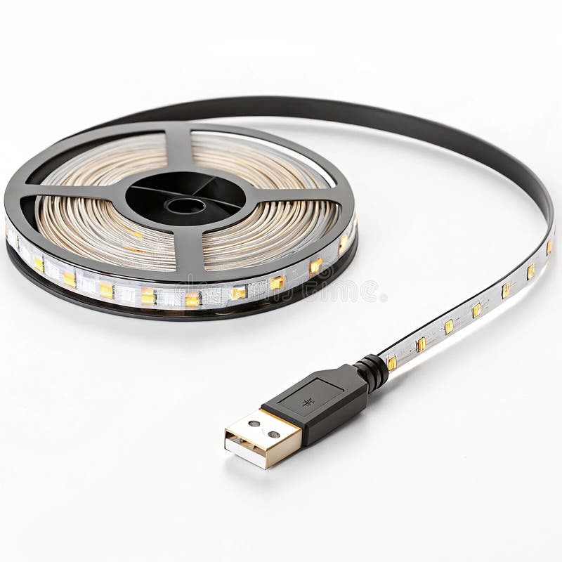 USB Powered LED Strip Light on White Background Stock Illustration ...