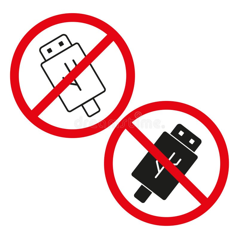 USB Prohibition Icon. No Flash Drive. Red Circle Symbol. Vector ...