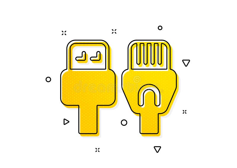 Computer Cables Icon. Usb, Rj45 Connection Wires Sign. Vector Stock ...