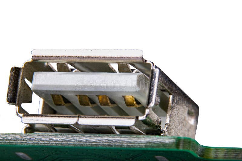 USB Socket Mounted on the Integrated Board. Close-up View of an ...